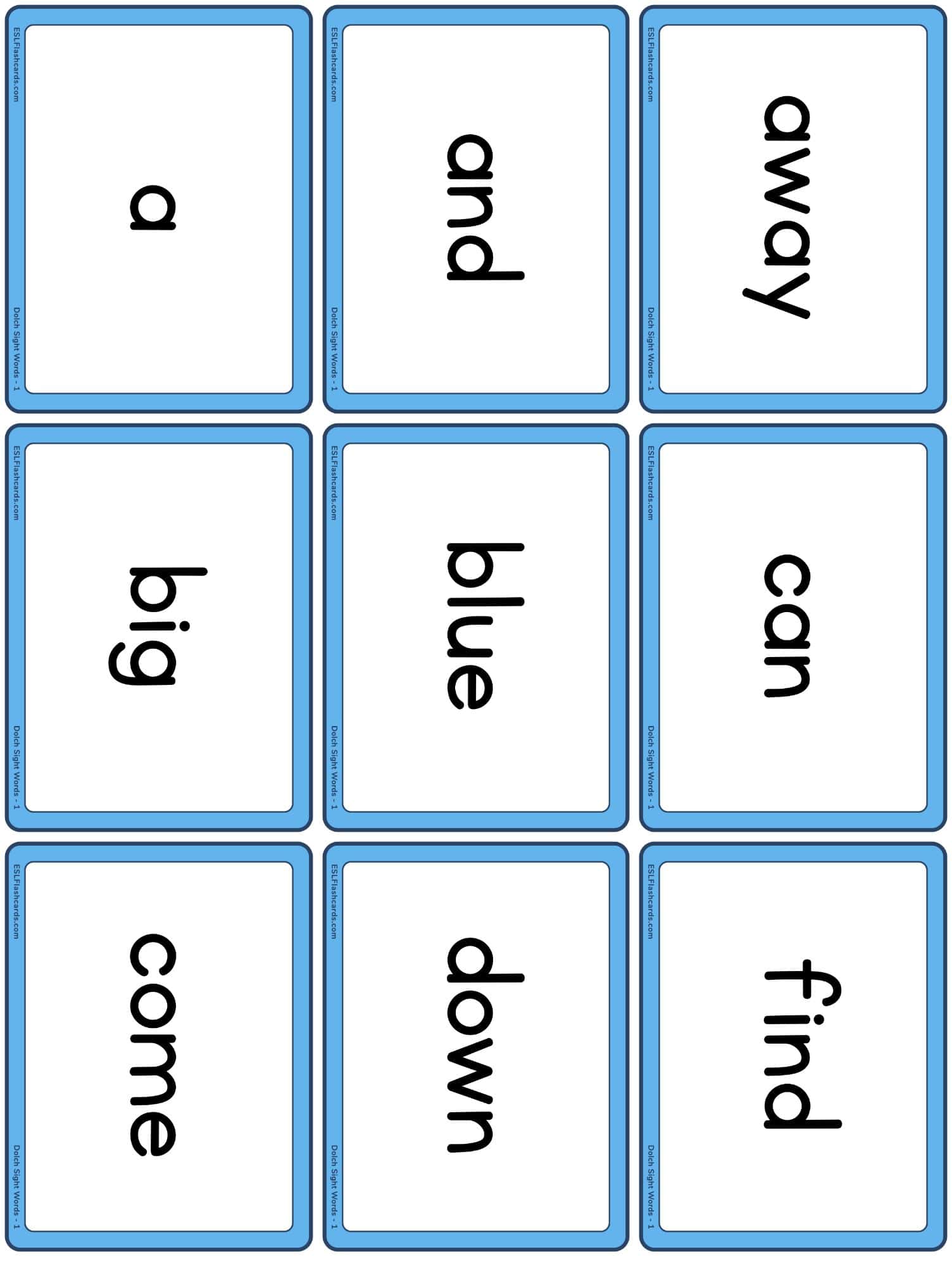 sight words Flashcards & Worksheets - ESL Flashcards