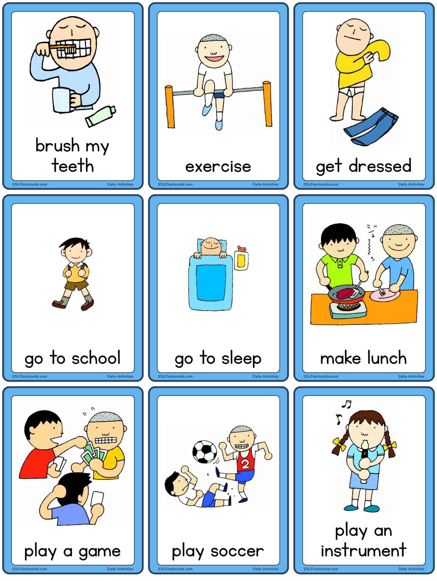 verbs Flashcards & Worksheets - ESL Flashcards