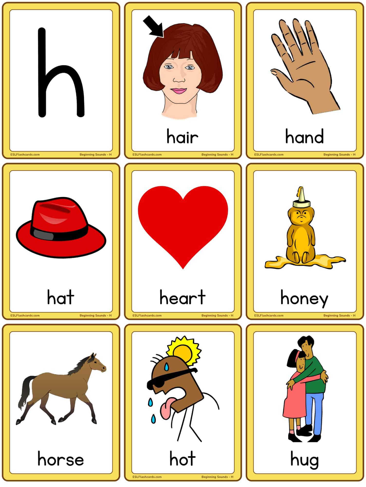 Beginning Sounds - Consonants - ESL Flashcards